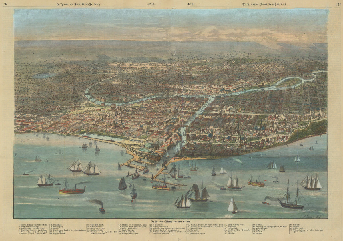 Antique Bird's Eye View of Chicago 1872 : nwcartographic.com – New ...