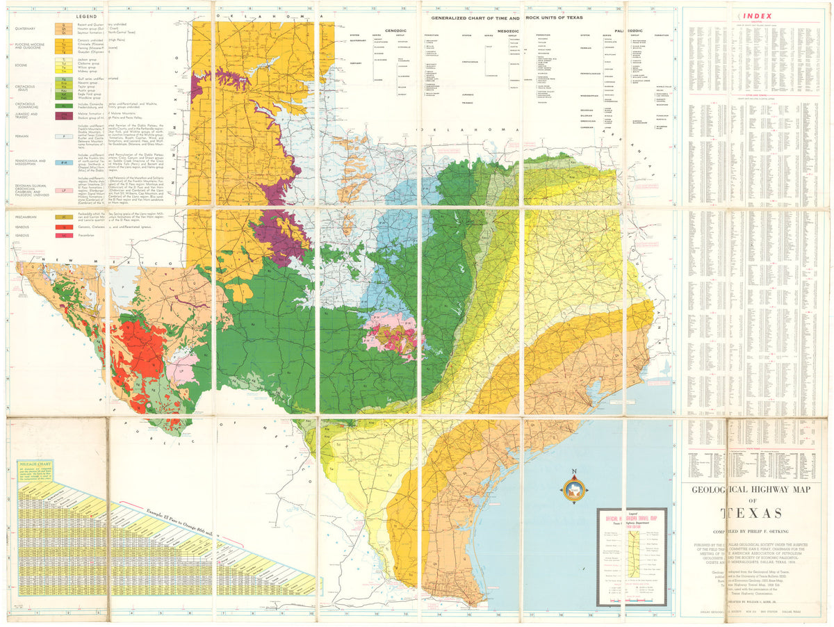 Vintage Geological Highway Map of Texas 1959 : nwcartographic.com – New ...