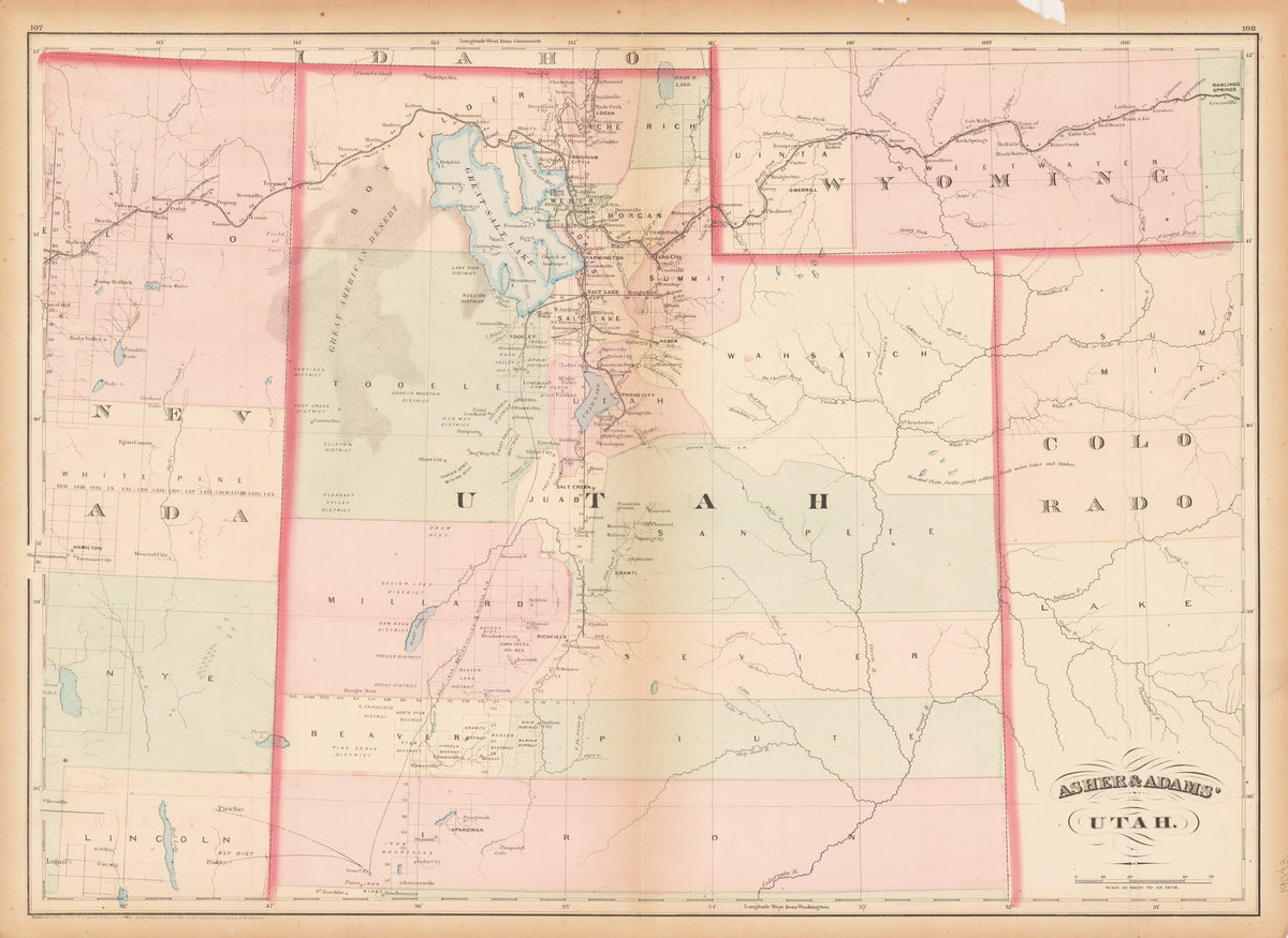 Asher & Adams Utah 1873 : nwcartographic.com – New World Cartographic