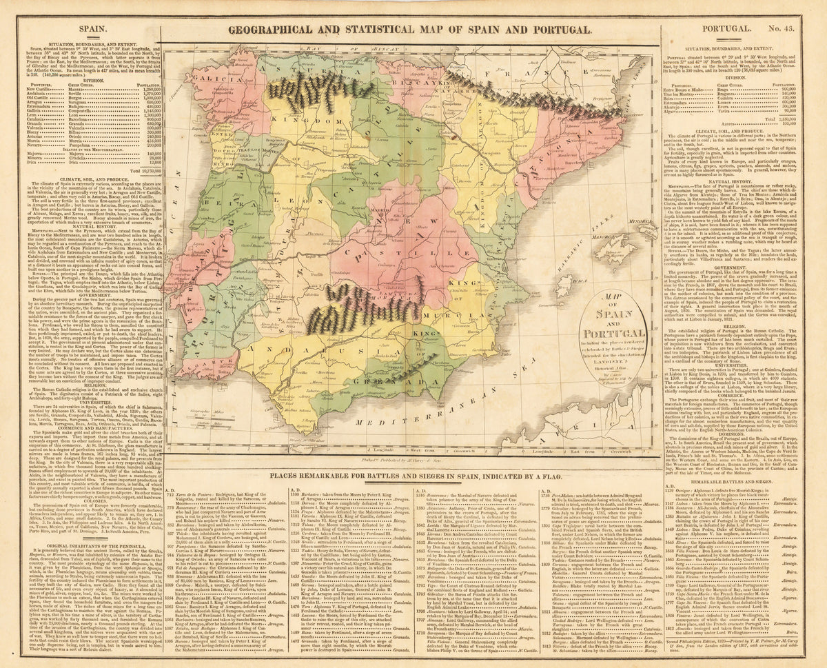 Antique Map of Spain and Portugal 1821 : nwcartographic.com – New World ...