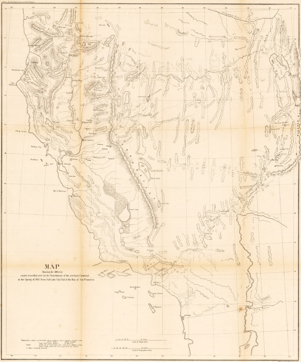 Map Detailing the March of L. Col. Steptoe from Ft. Leavenworth to ...