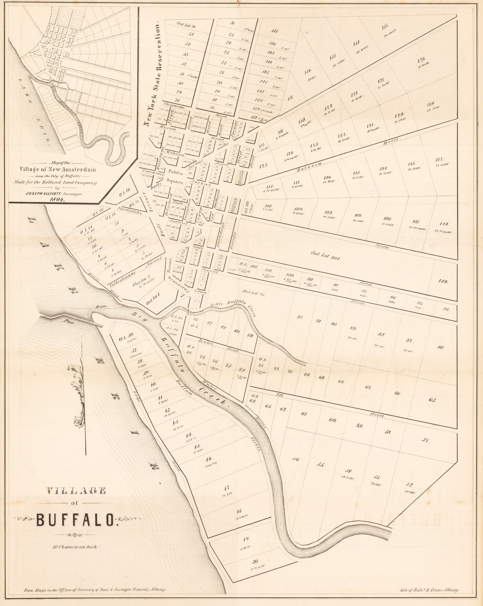Antique Map of Buffalo by Ellicott : nwcartographic.com – New World ...