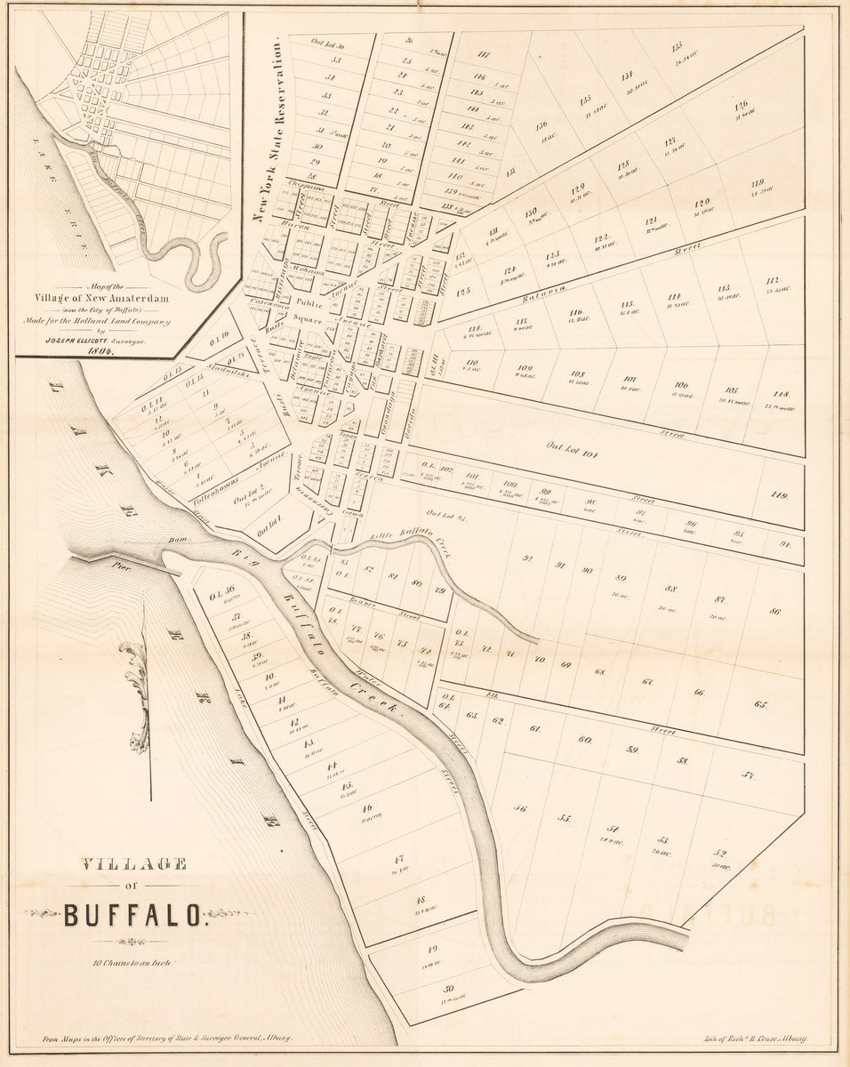 Antique Map of Buffalo by Ellicott : nwcartographic.com – New World ...