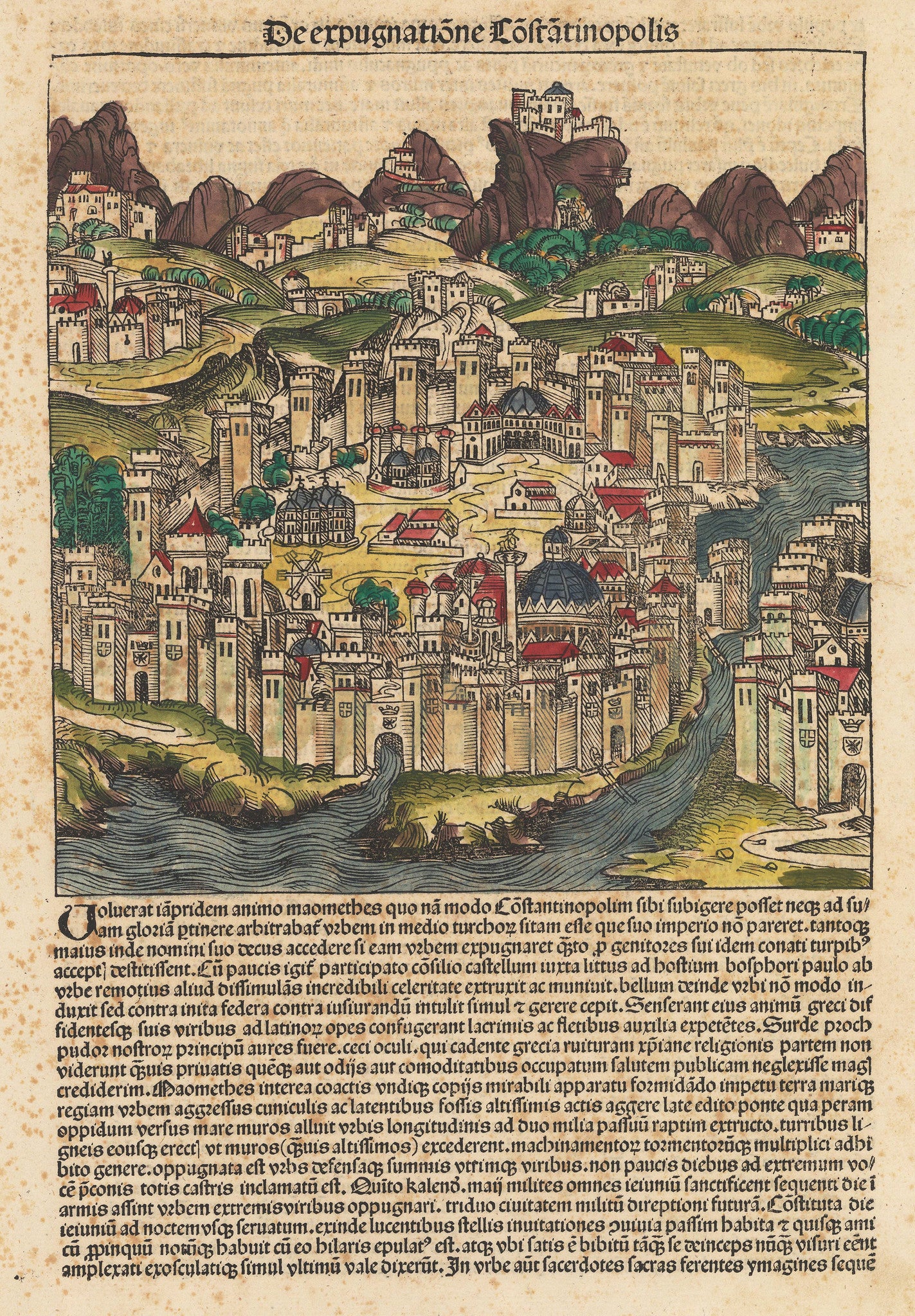 15th Century Antique Map of Constantinople by: Schedel 1493 – New World ...