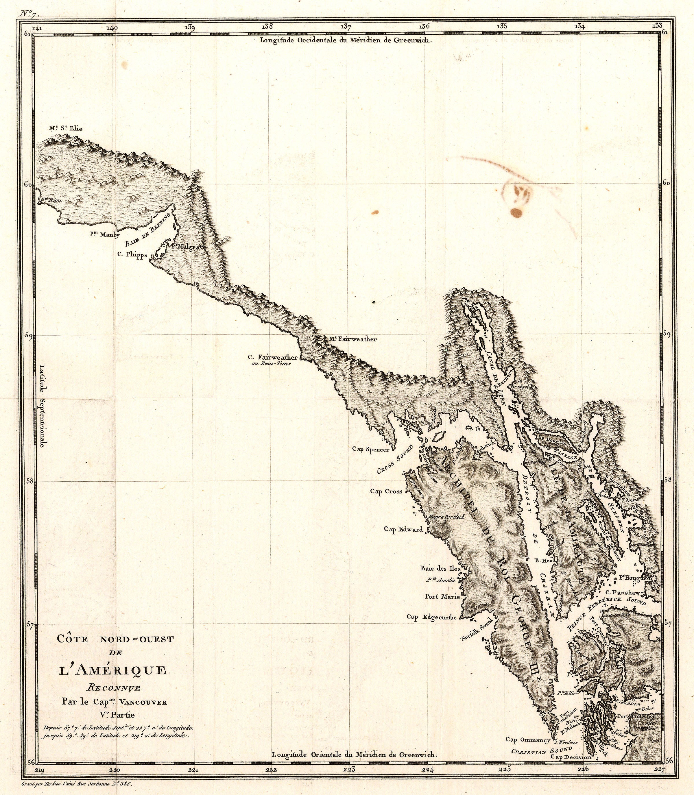 1799 Cote nord-ouest de l’Amerique Reconnue Par le Cap Vancouver V. Pa ...