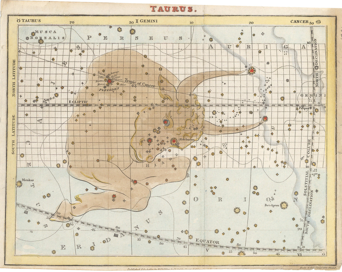 Antique celestial map of Taurus : nwcartographic.com – New World ...