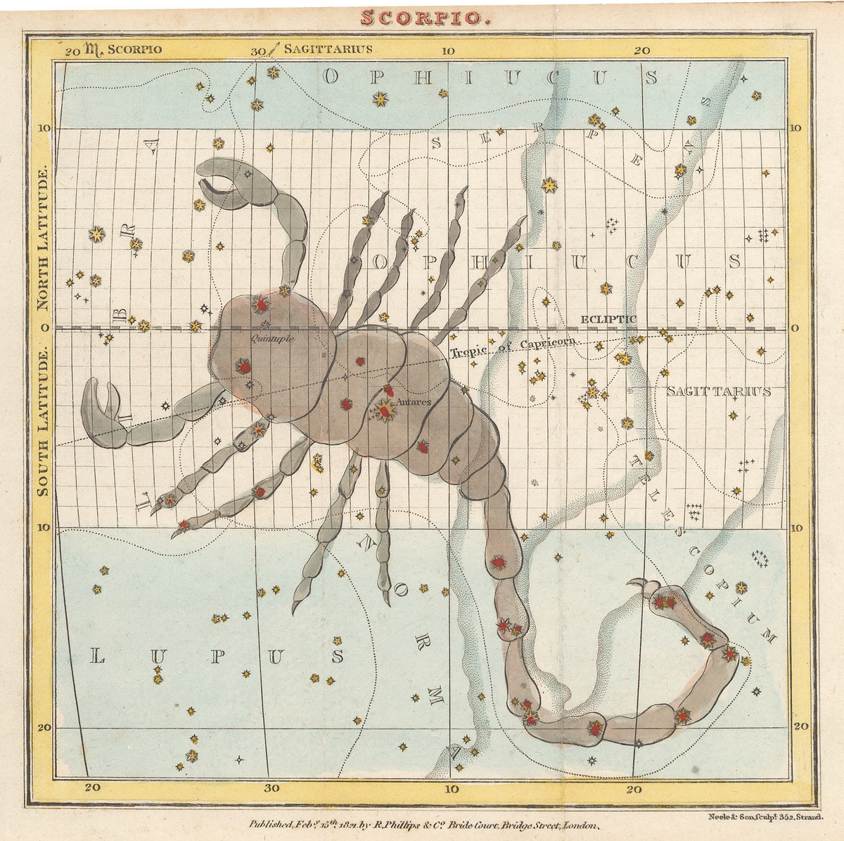 Antique celestial map Scorpio. : nwcartographic.com – New World ...