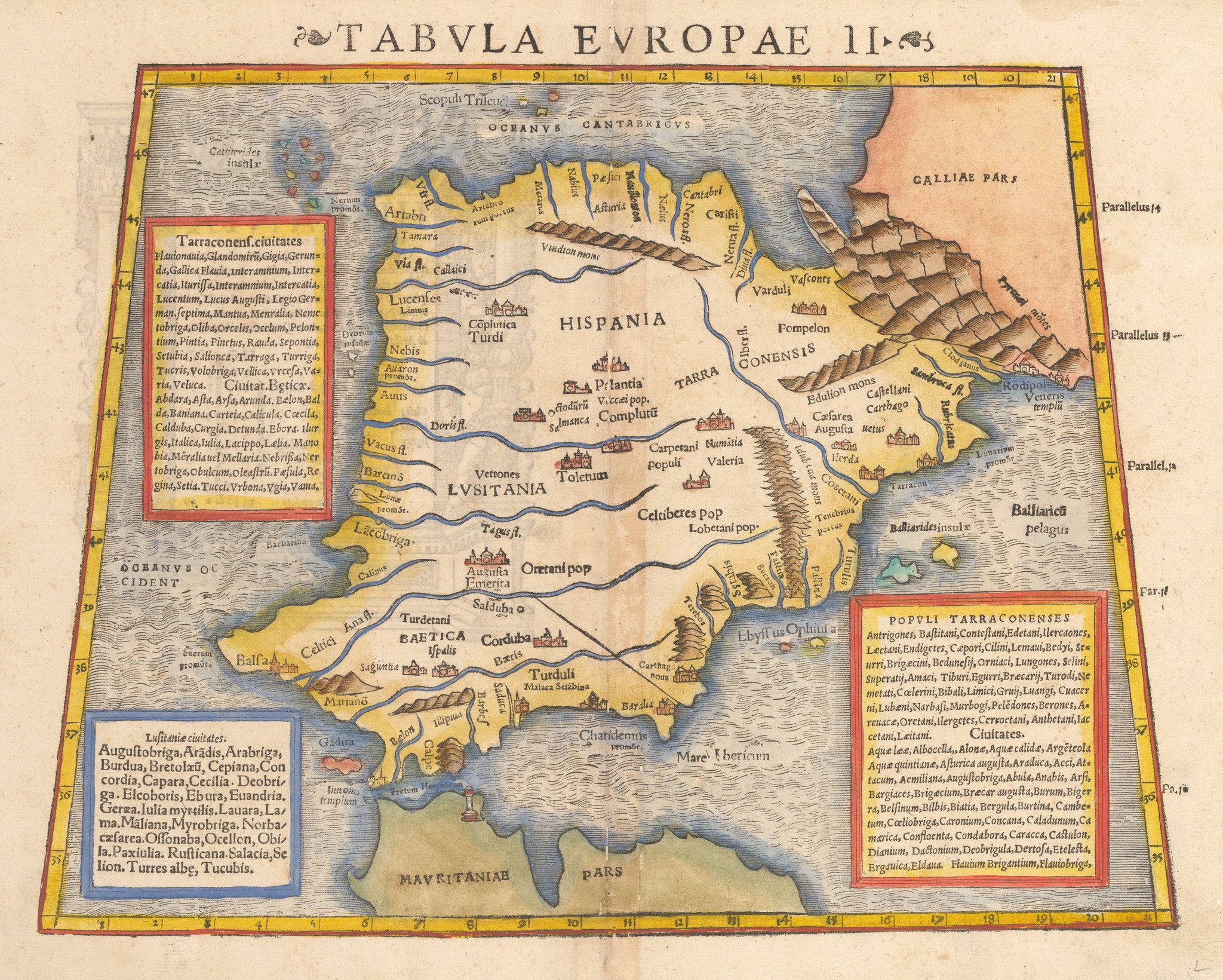 Antique map Iberian Peninsula Latin edition Tabula Europae II By ...