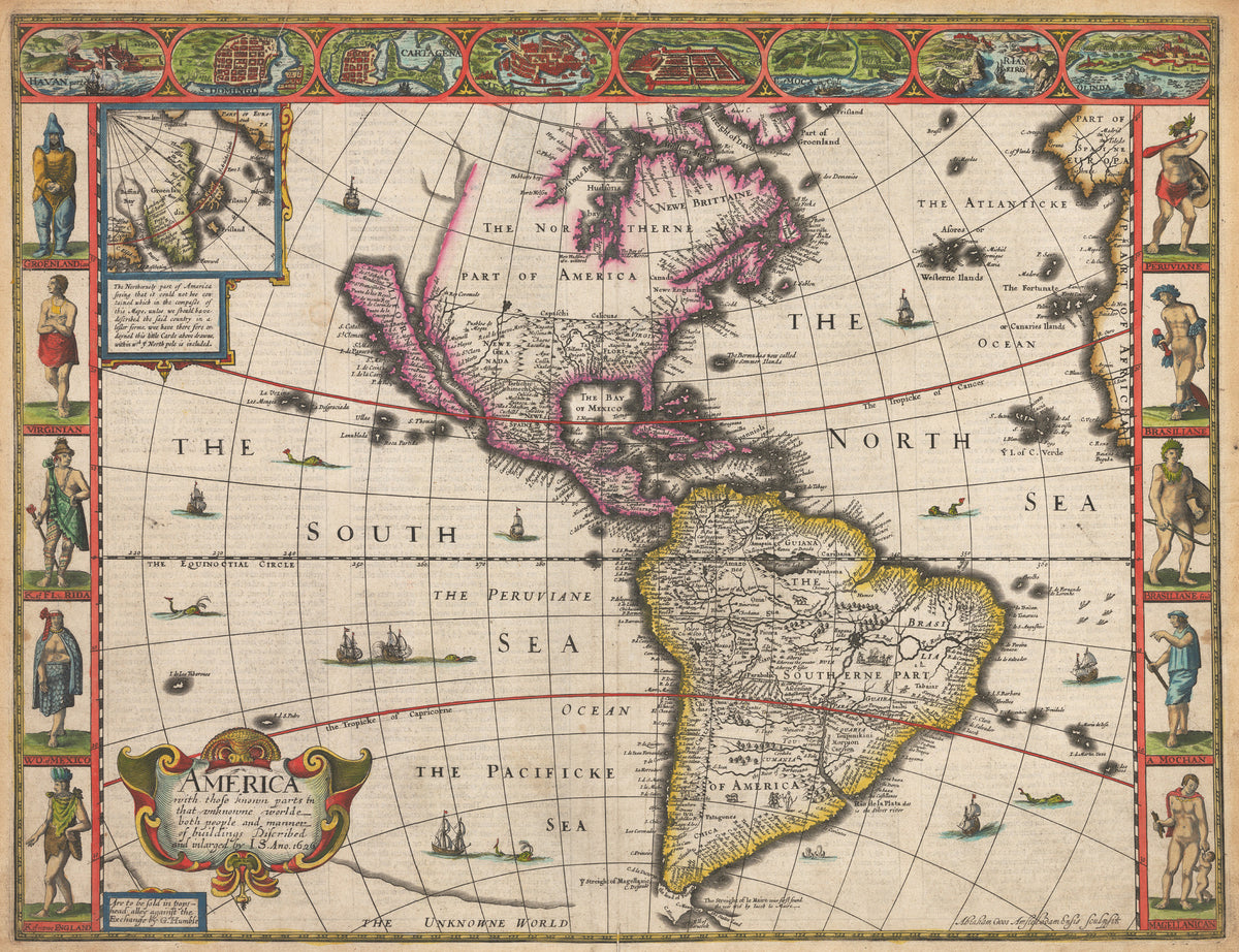 1626 Map - America with those known parts in that unknowne – New World ...