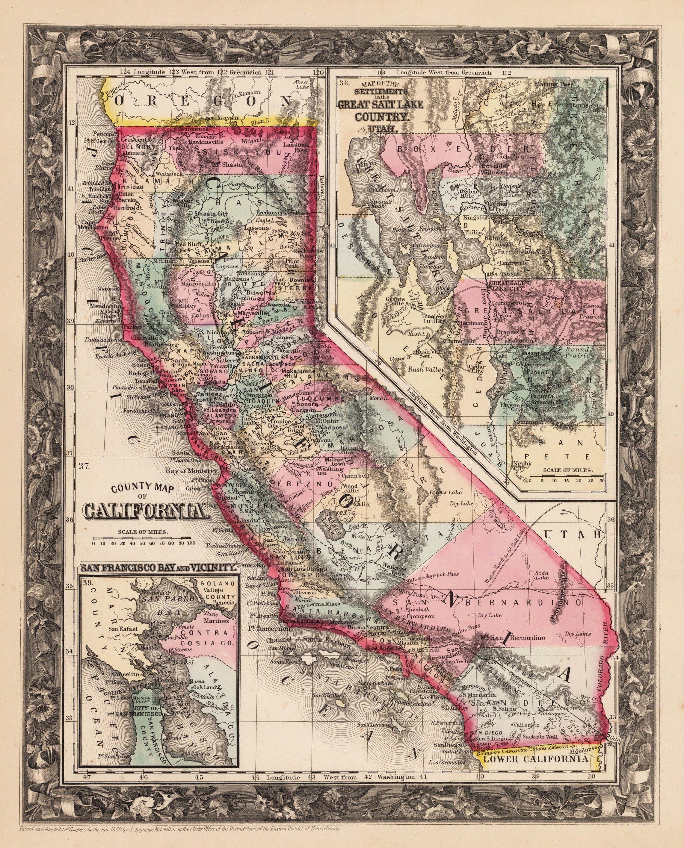 Antique County Map of California : nwcartographic.com – New World ...