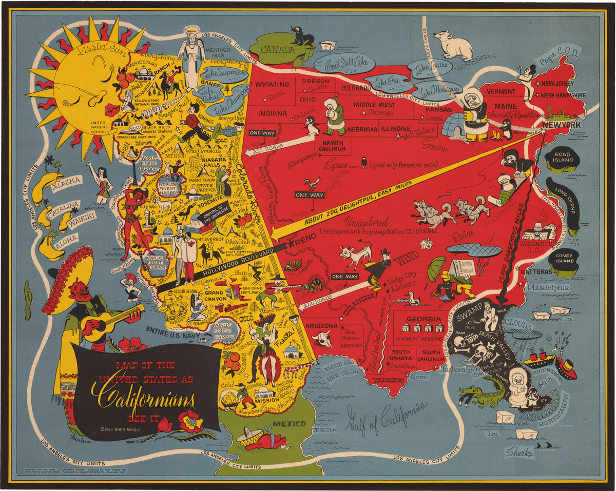 1947 Map of the United States as Californians See It : nwcartographic ...