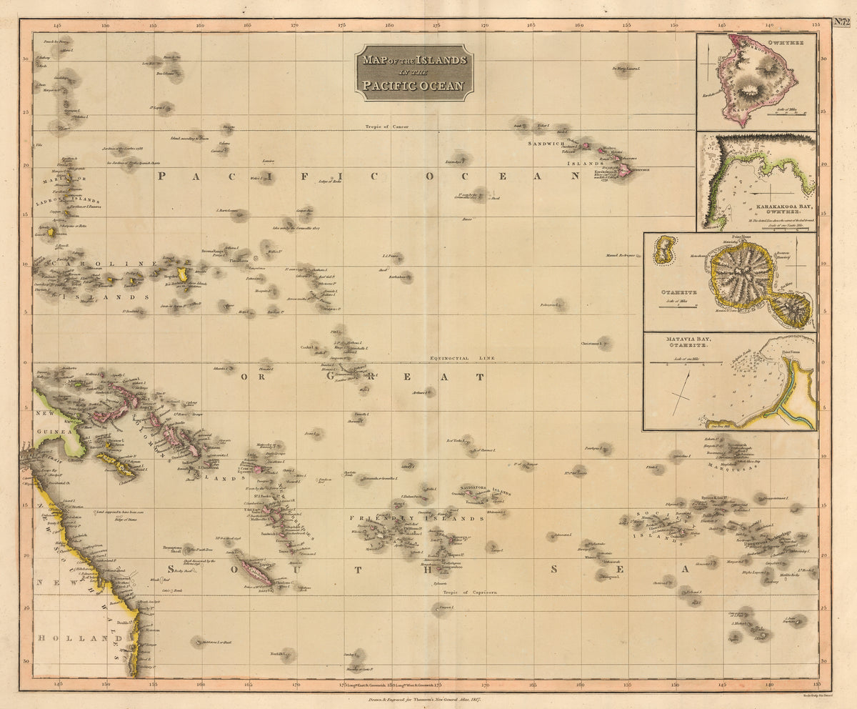 Antique Map of the South Pacific by John Thomson 1817 : nwcartographic ...