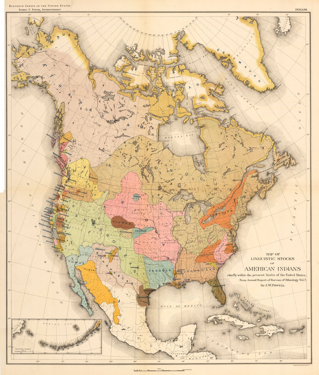 Map of Linguistic Stocks of American Indians... 1890 - nwcartographic ...