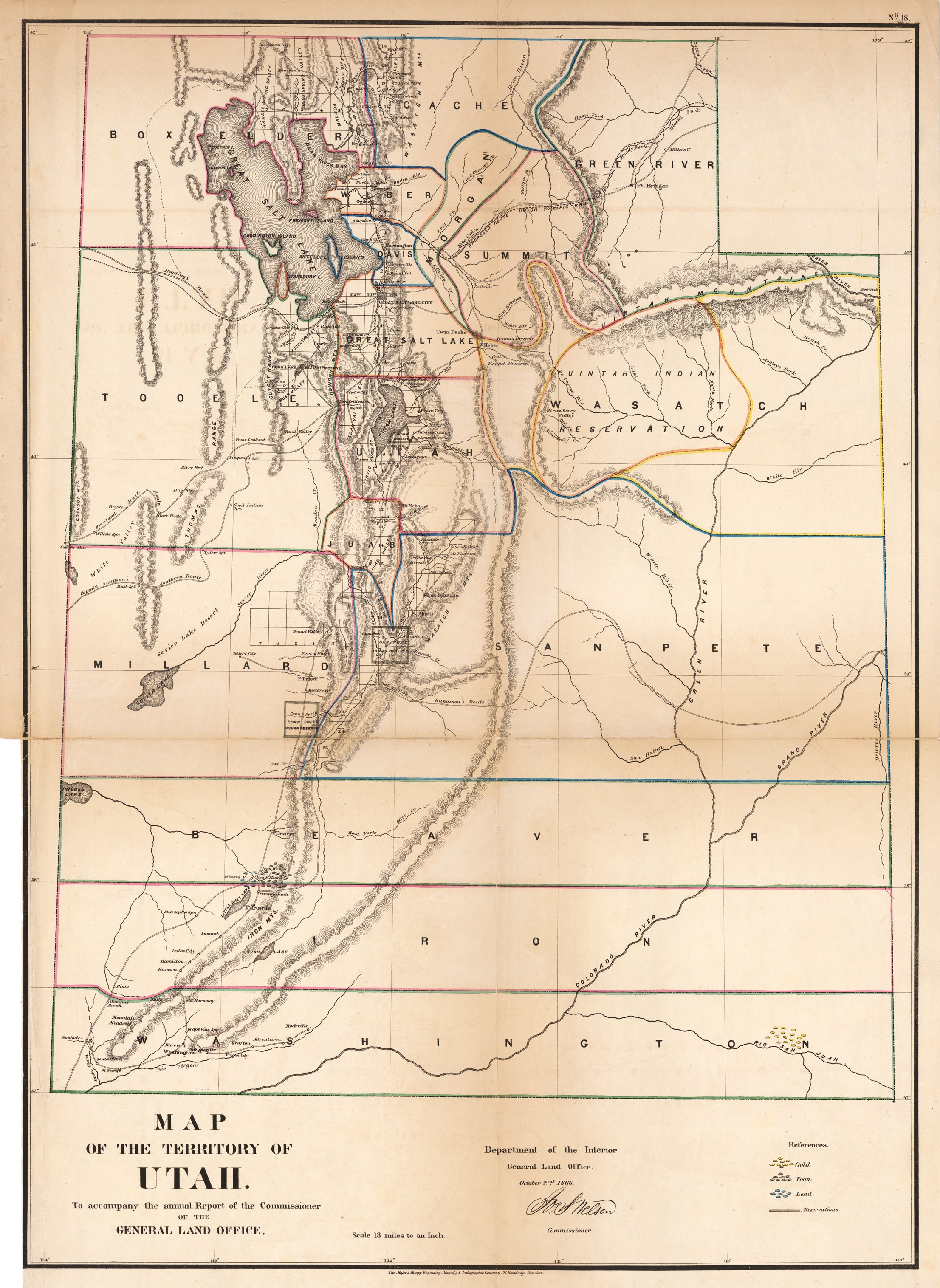 Map of the Territory of Utah by: GLO 1866 - nwcartographic.com – New ...