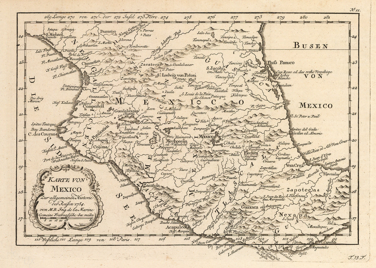 Antique 18th Century Map of Mexico by: Bellin, 1754 : nwcartographic ...
