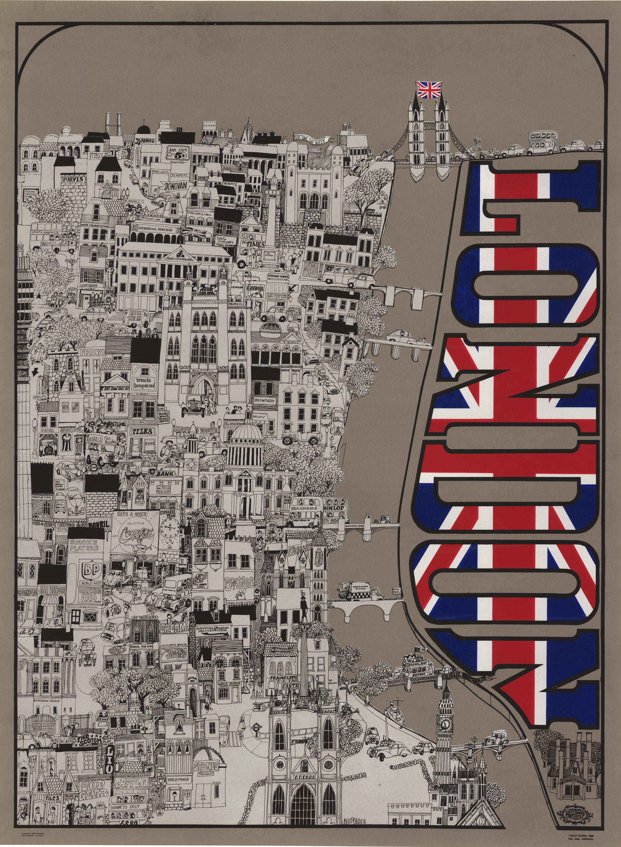 1960s Pictorial Map of London by: Dave Schiller : nwcartographic.com ...