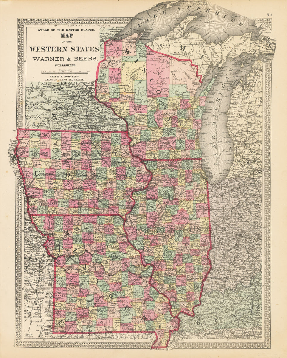 Map of the Western States by Warner & Beers, 1872 – New World Cartographic